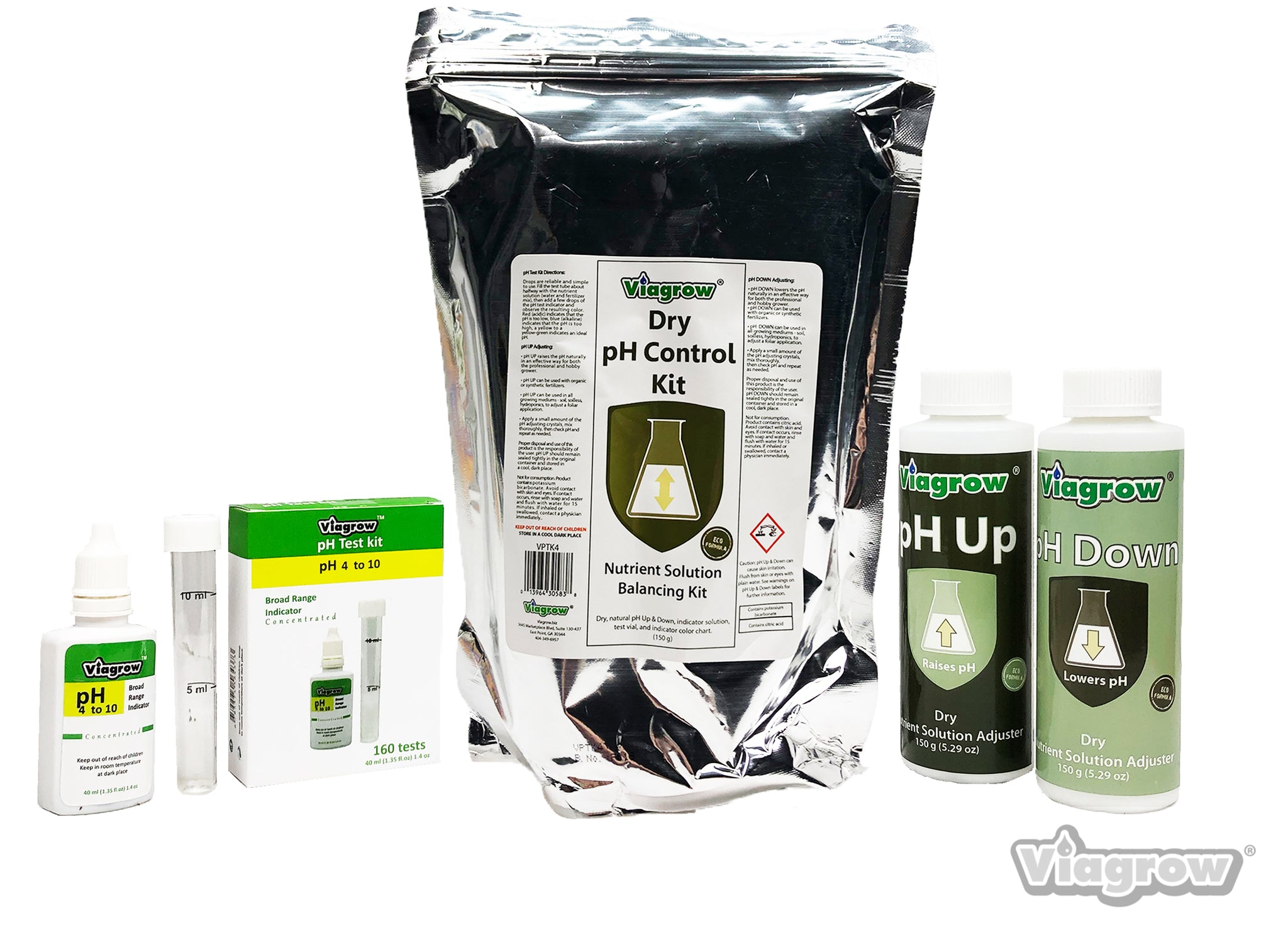 Viagrow pH Control Kit 1.4 oz. Organic Nutrient Solution Crystal Conce